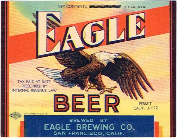 Item #71332 1934 Eagle Beer Label WS35-22V