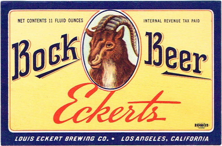 Item #31221 1940 Eckert's Bock Beer Label WS10-17