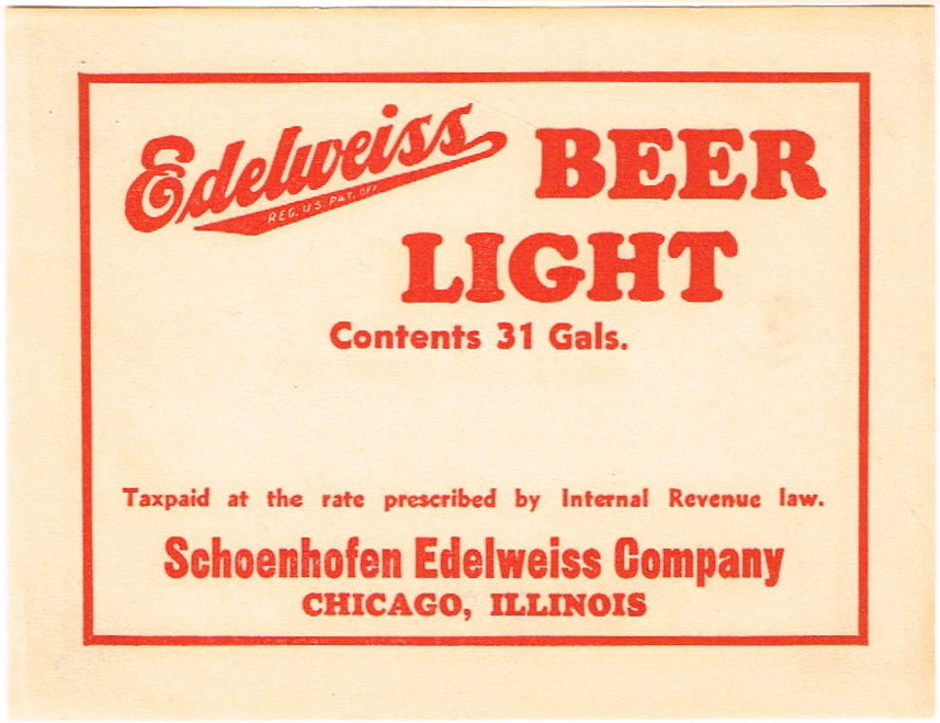 Item #36709 1935 Edelweiss Light Beer Label IL46-23a