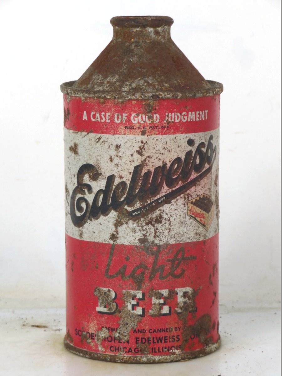 Item #672 1947 Edelweiss Light Beer Cone Top Can 160-29