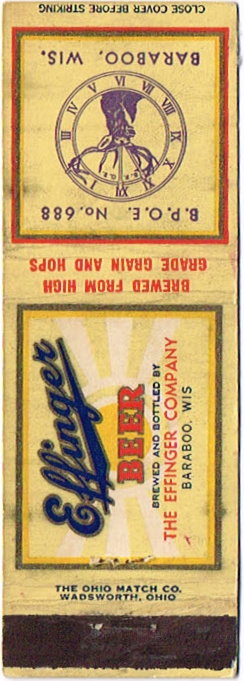 Item #103946 1938 Effinger Beer Matchcover WI-EFF-7-BPOE688