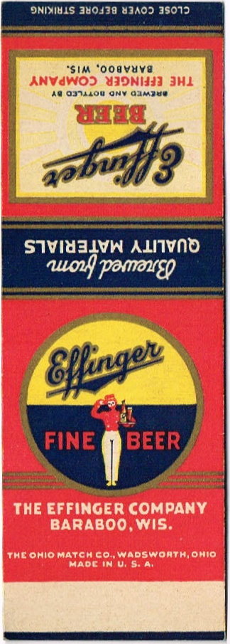 Item #9879 1942 Effinger Fine Beer Matchcover WI-EFF-11-0