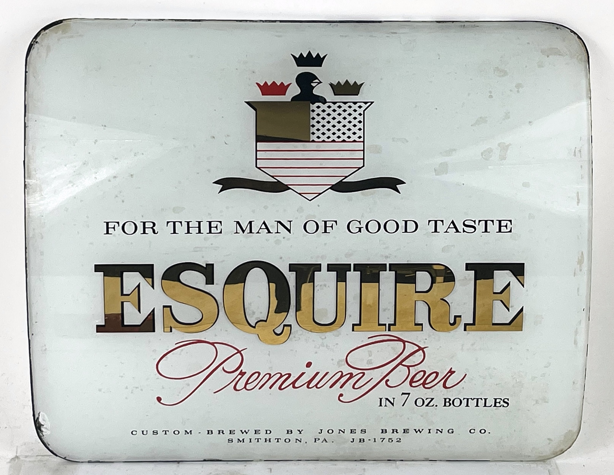 Item #97214 1955 Esquire Beer ROG Sign Insert Reverse-Painted Glass Sign