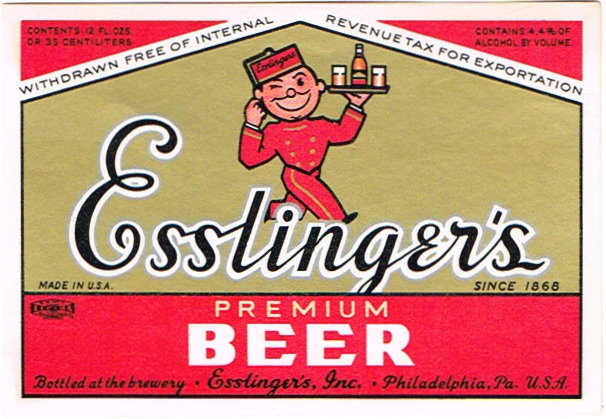 Item #19279 1942 Esslinger's Premium Beer Label PA72-13