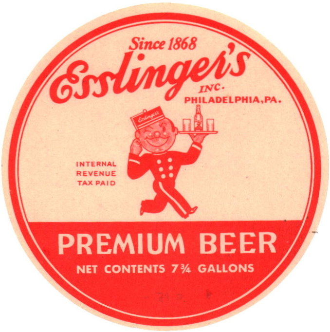 Item #92783 1942 Esslinger's Premium Beer Label PA73-13