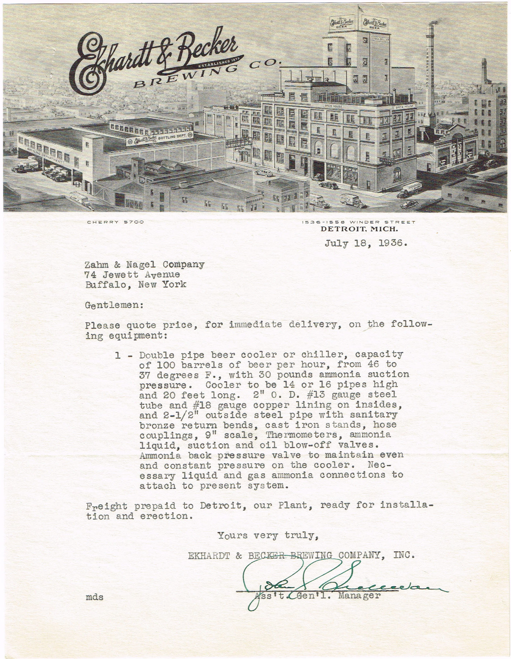 Item #93650 1936 Factory Scene Letterhead Letterhead