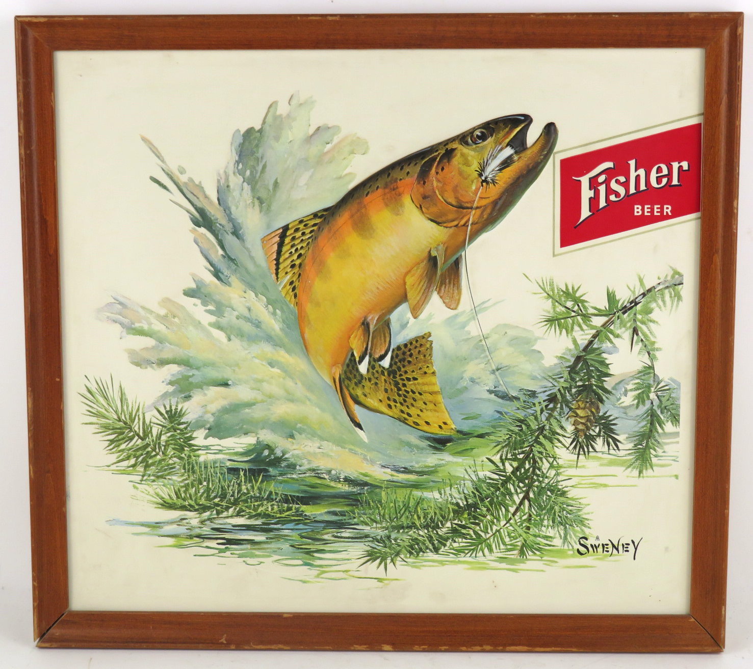 Item #95608 1958 Fisher Beer "Brown Trout" Sign