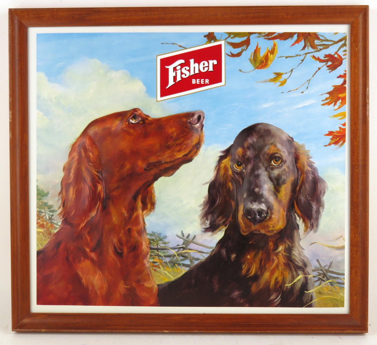 Item #95616 1958 Fisher Beer "Irish/Gordon Setter Dogs" Sign