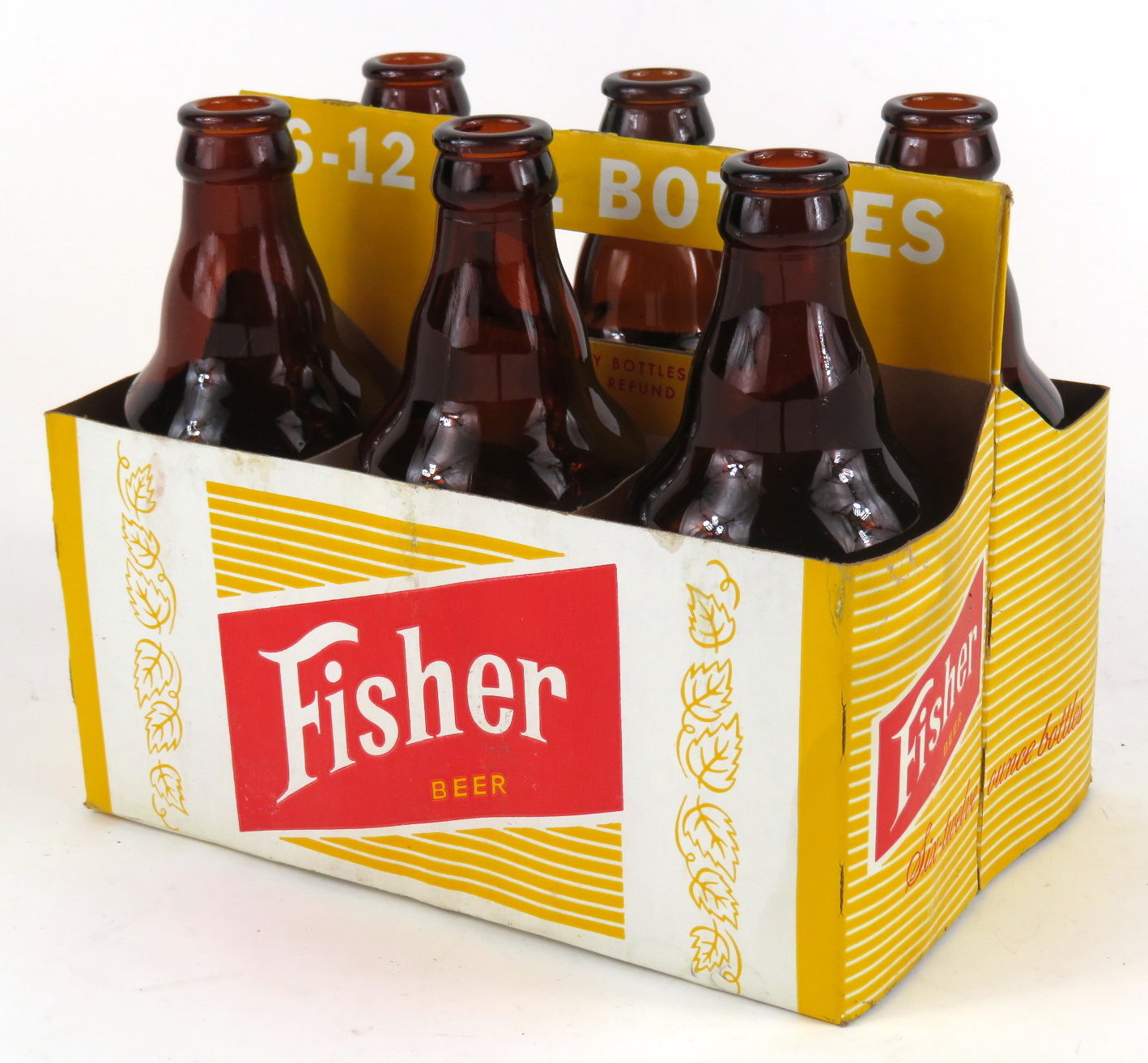 Item #95626 1964 Fisher Beer Steinie Bottle Six Pack Six-pack Holder
