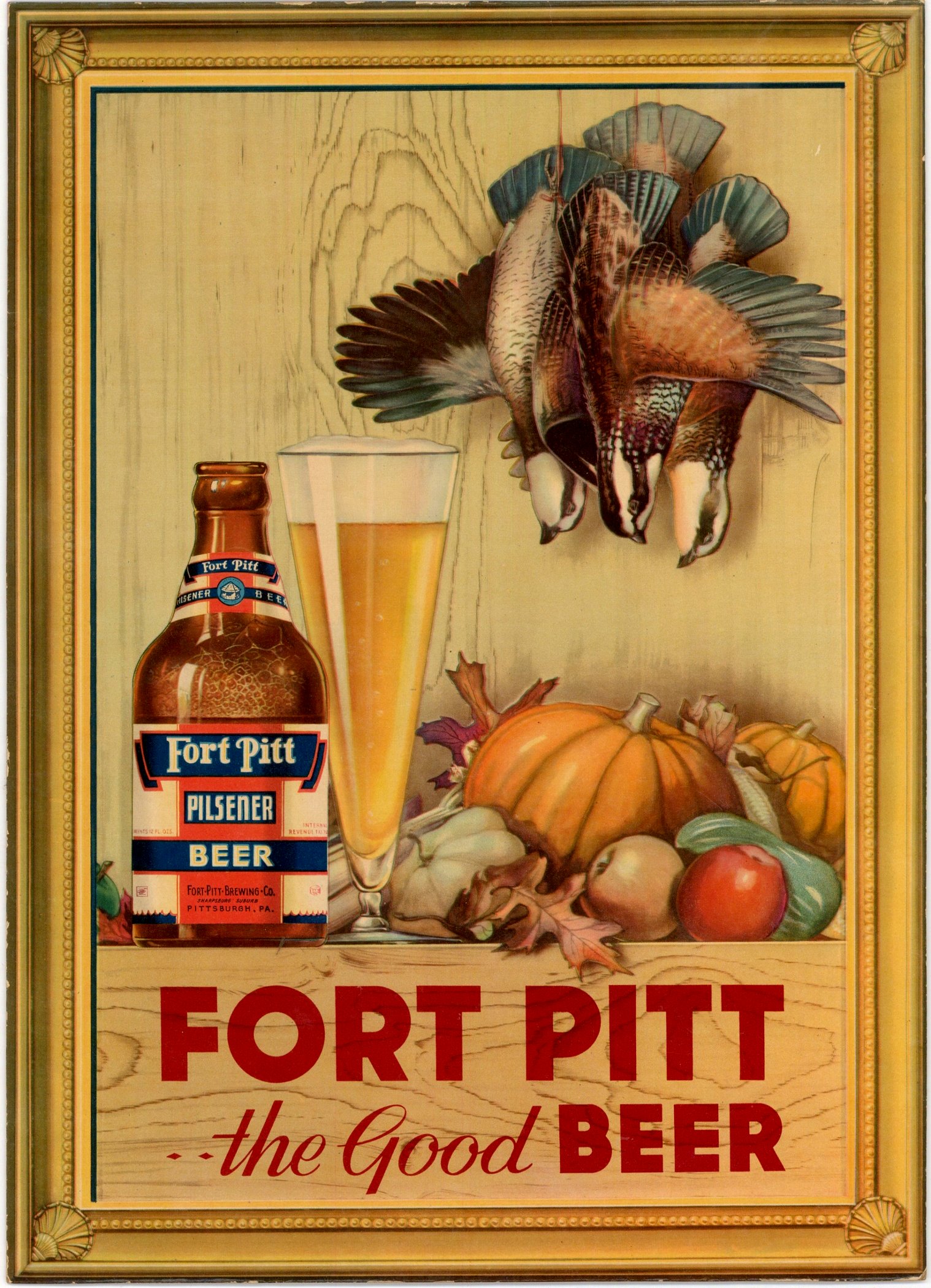 Item #95754 1939 Fort Pitt Beer Easel-Back Sign Sign