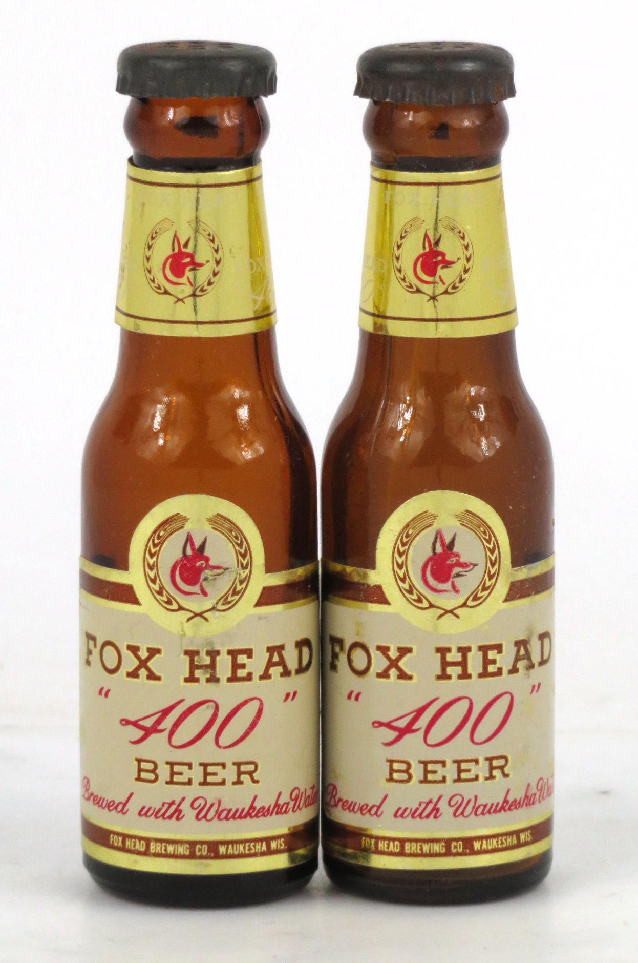Item #14191 1953 Fox Head "400" Beer Mini Bottle