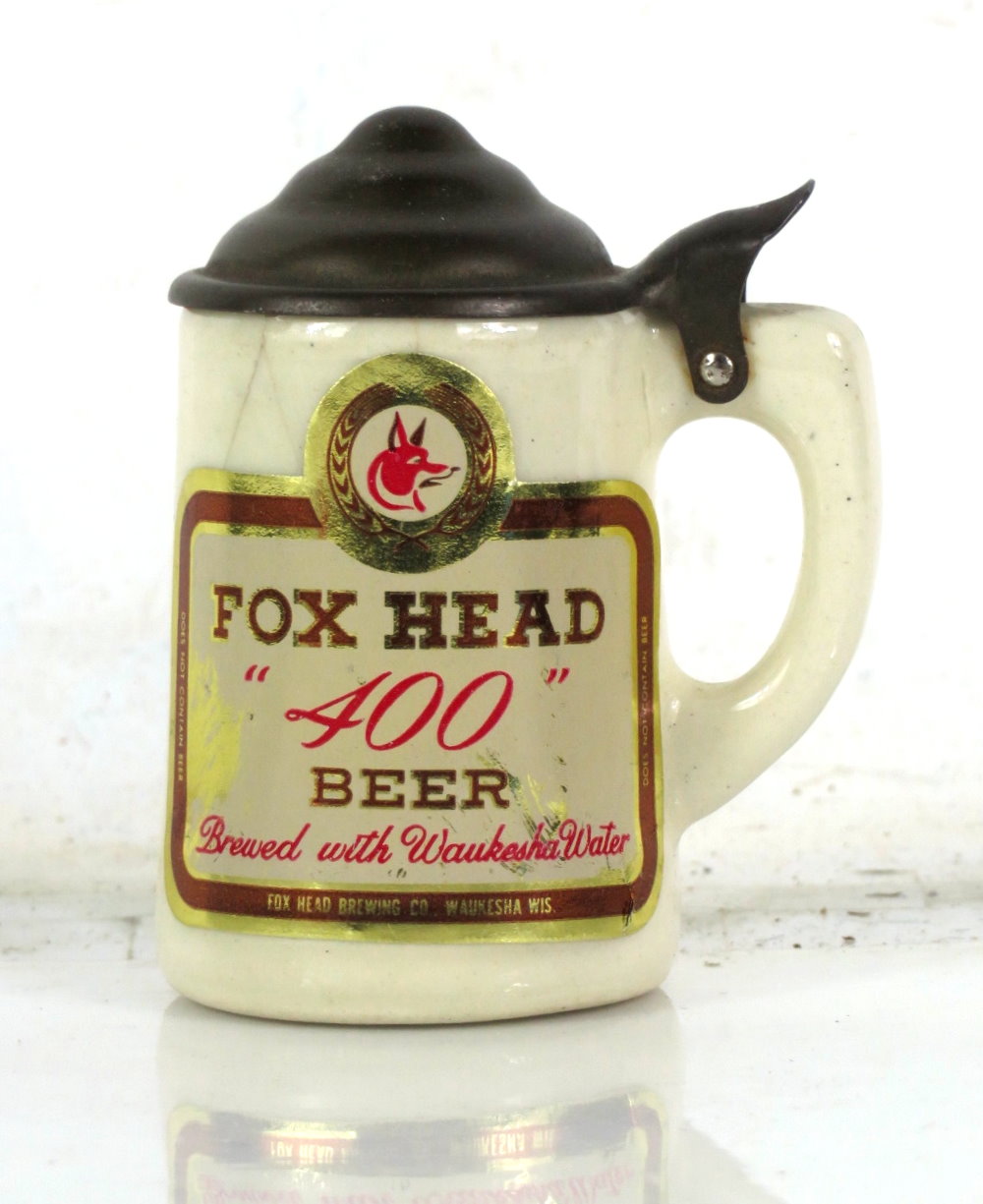 Item #104788 1949 Fox Head "400" Beer (white) Mini Mug