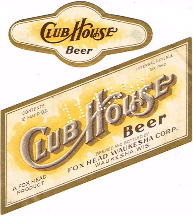 Item #21026 1937 Fox Head Club House Beer Label WI514-51