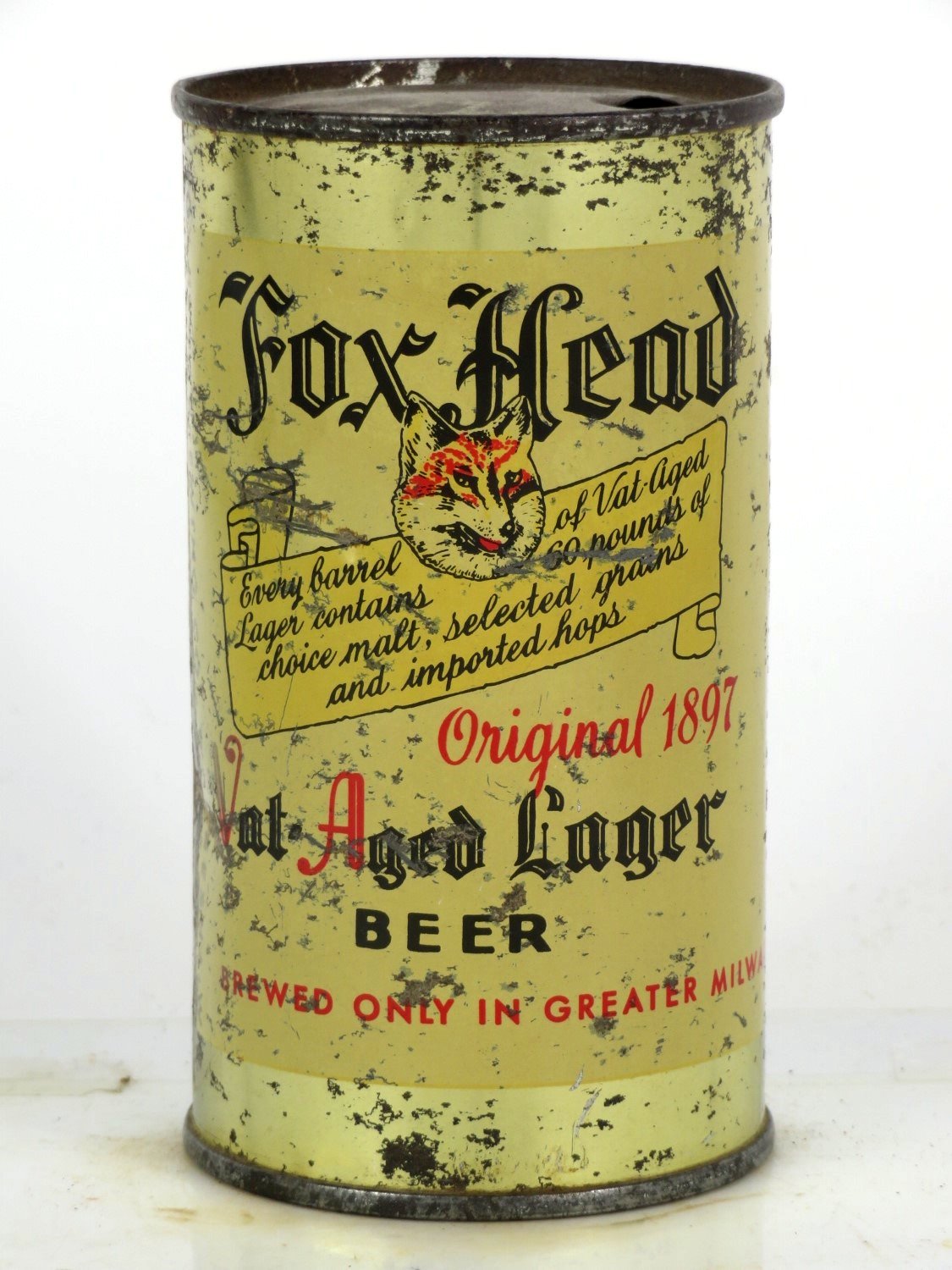 Item #58660 1956 Fox Head Vat-Aged Lager Beer Flat Top Can 66-15