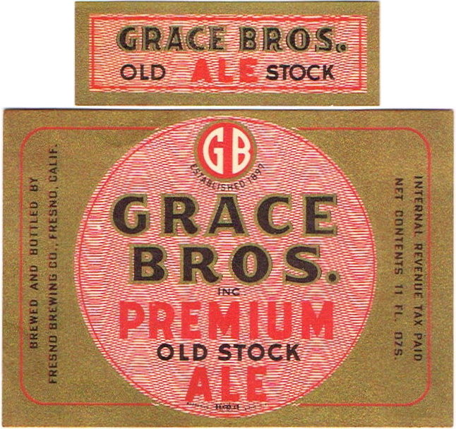 Item #91642 1944 Grace Bros. Premium Old Stock Ale Label WS7-11