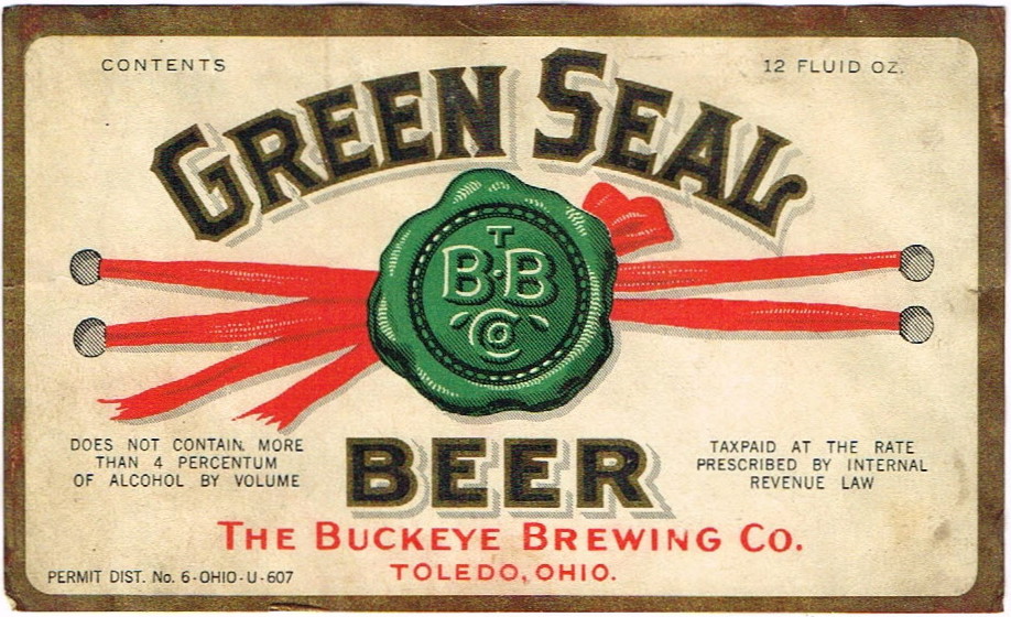 Item #110106 1933 Green Seal Beer Dupe Label OH86-11