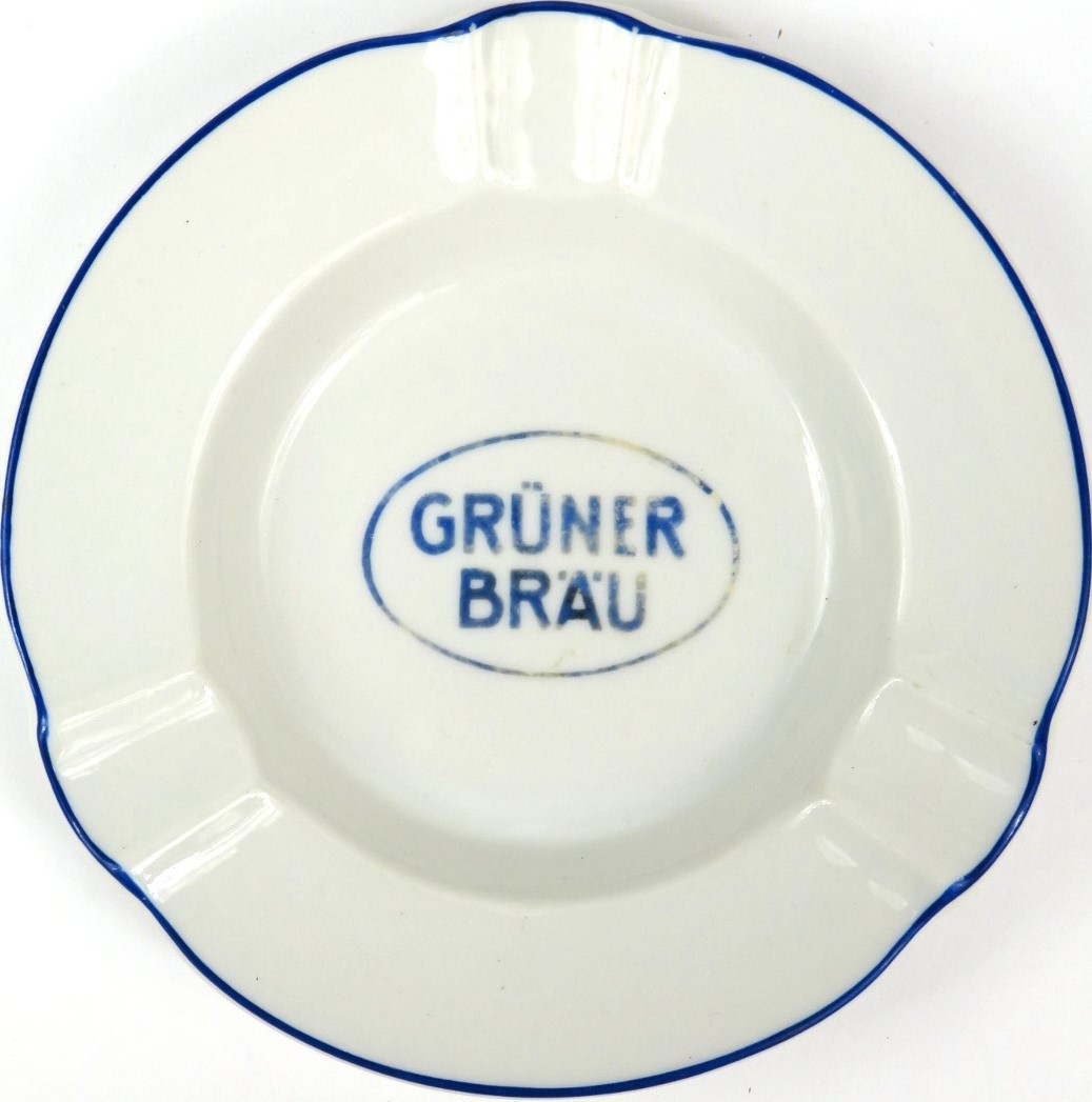 Item #29326 1953 Gruner Brau Ceramic Glass Ashtray