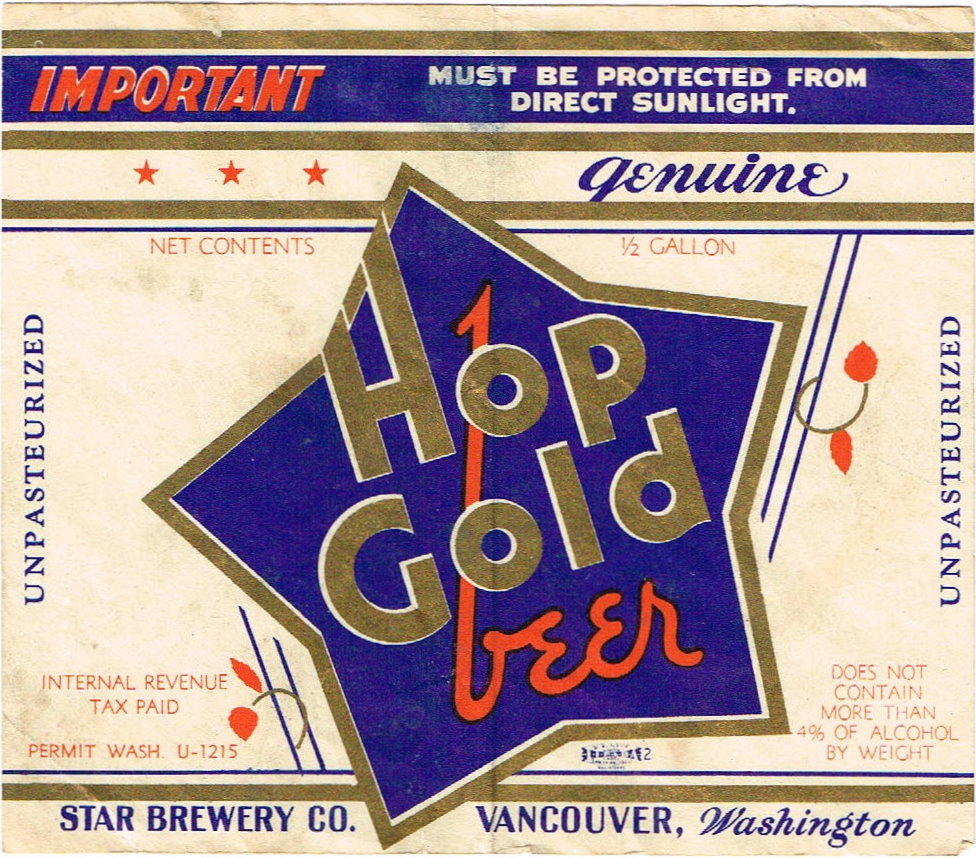 Item #100435 1935 Hop Gold Beer Label WS124-25