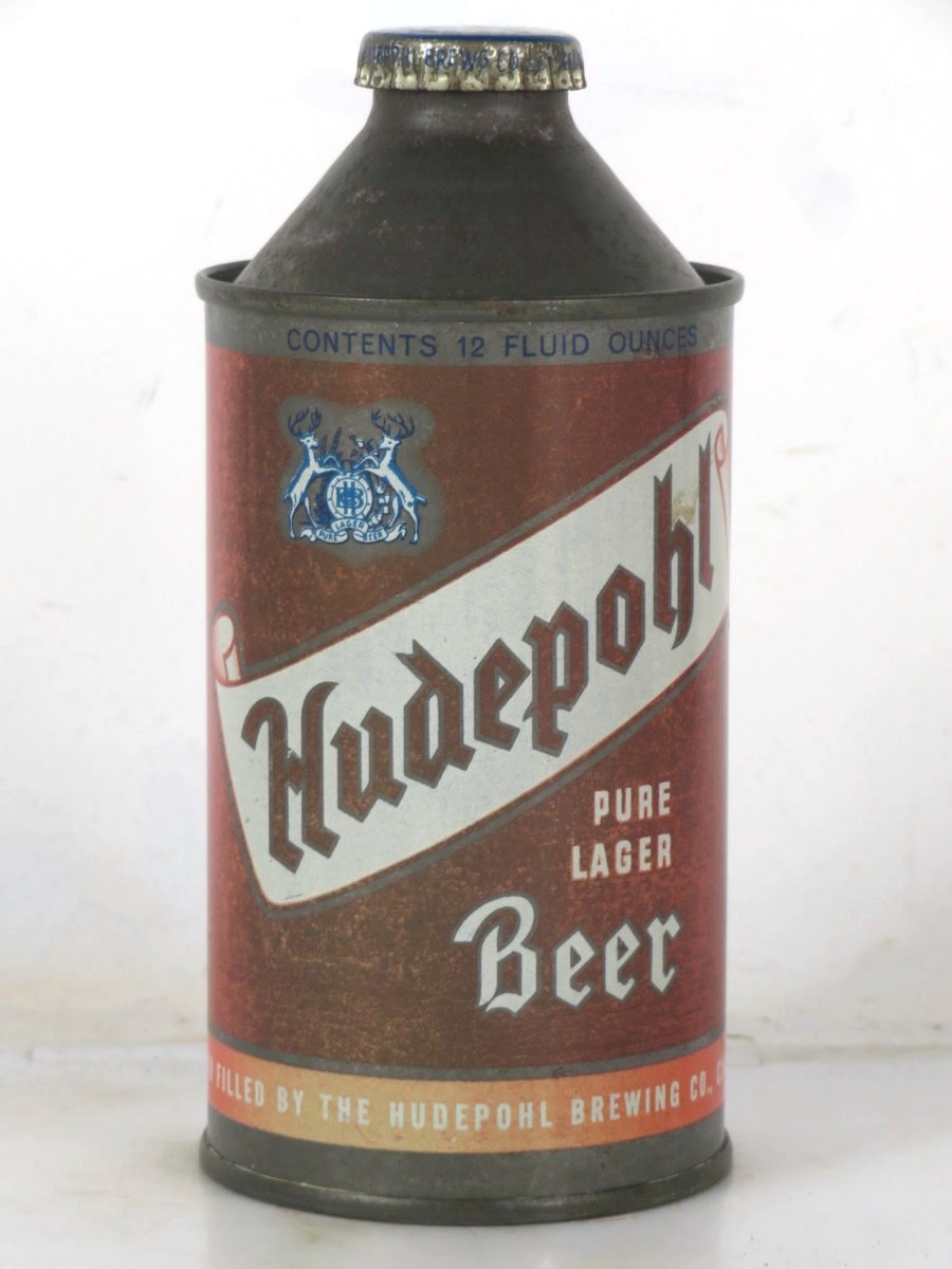 Item #3960 1950 Hudepohl Pure Lager Beer Cone Top Can 169-28