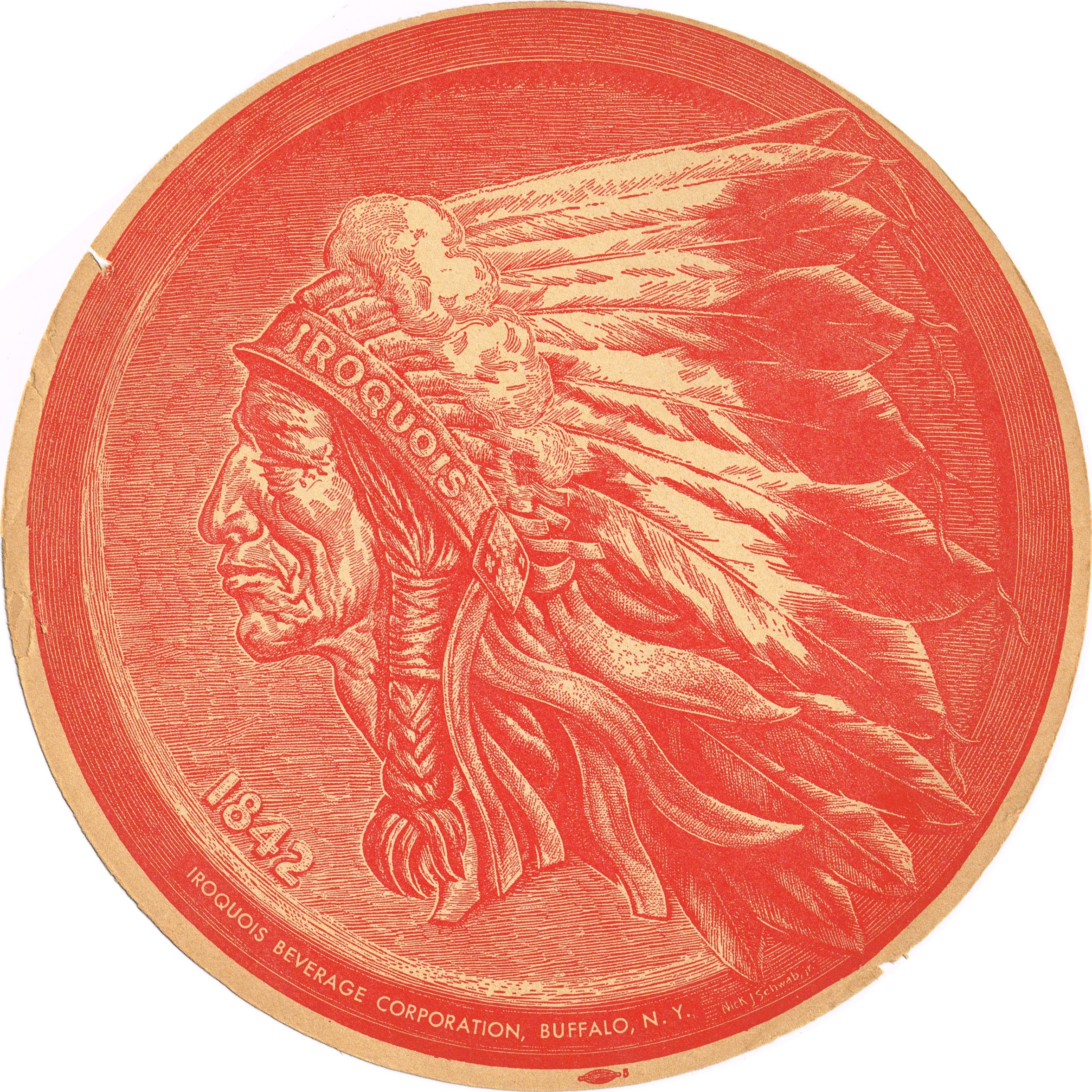 Item #69302 1950 Iroquois Indian Head Beer and Ale Tray Liner No Ref.