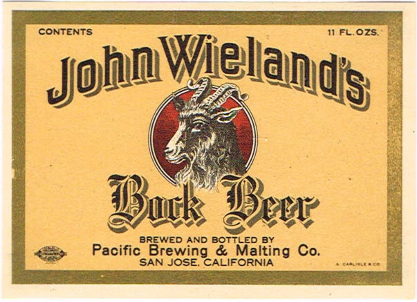 Item #91739 1950 John Wieland's Bock Beer Label