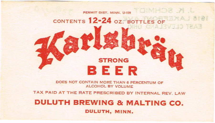 Item #100384 1933 Karlsbrau Beer Dupe Label CS77-X Unpictured