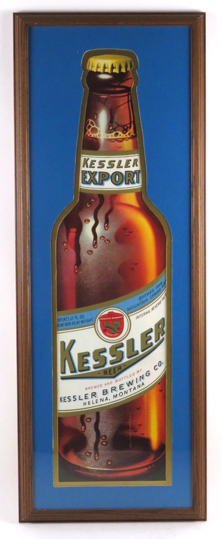 Item #95536 1940 Kessler Beer Die Cut Cardboard Bottle Sign Sign