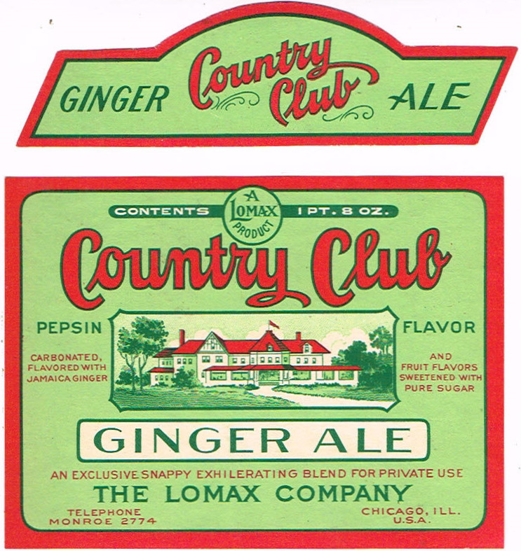 Item #101166 1925 Lomax Country Club Ginger Ale Chicago Illinois Label