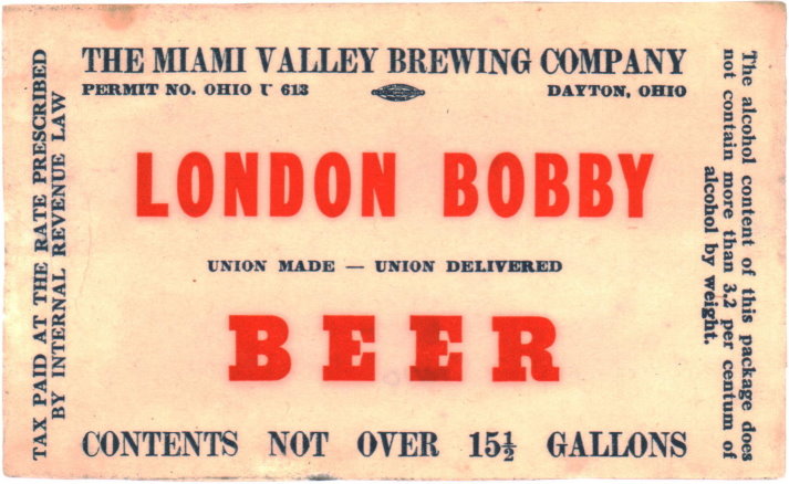 Item #92566 1933 London Bobby Beer Label OH61-11
