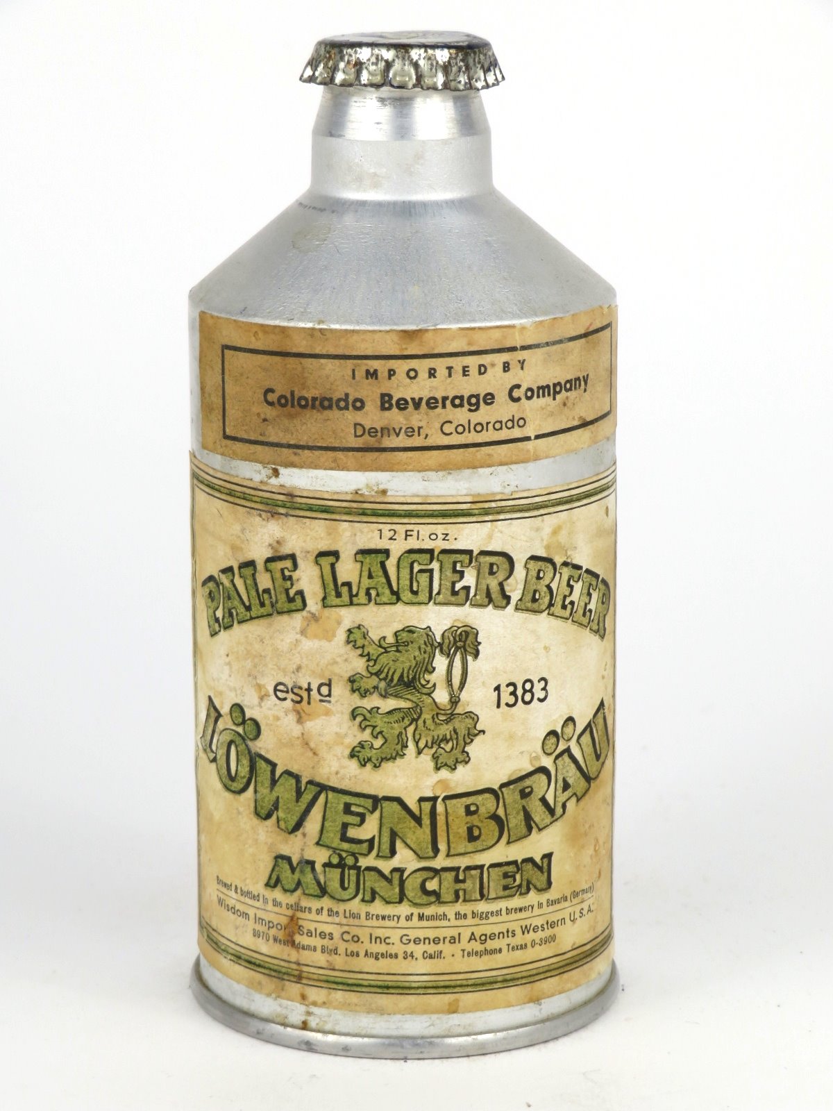 Item #664 1955 Lowenbrau Pale Lager Beer Cone Top Can No Ref.