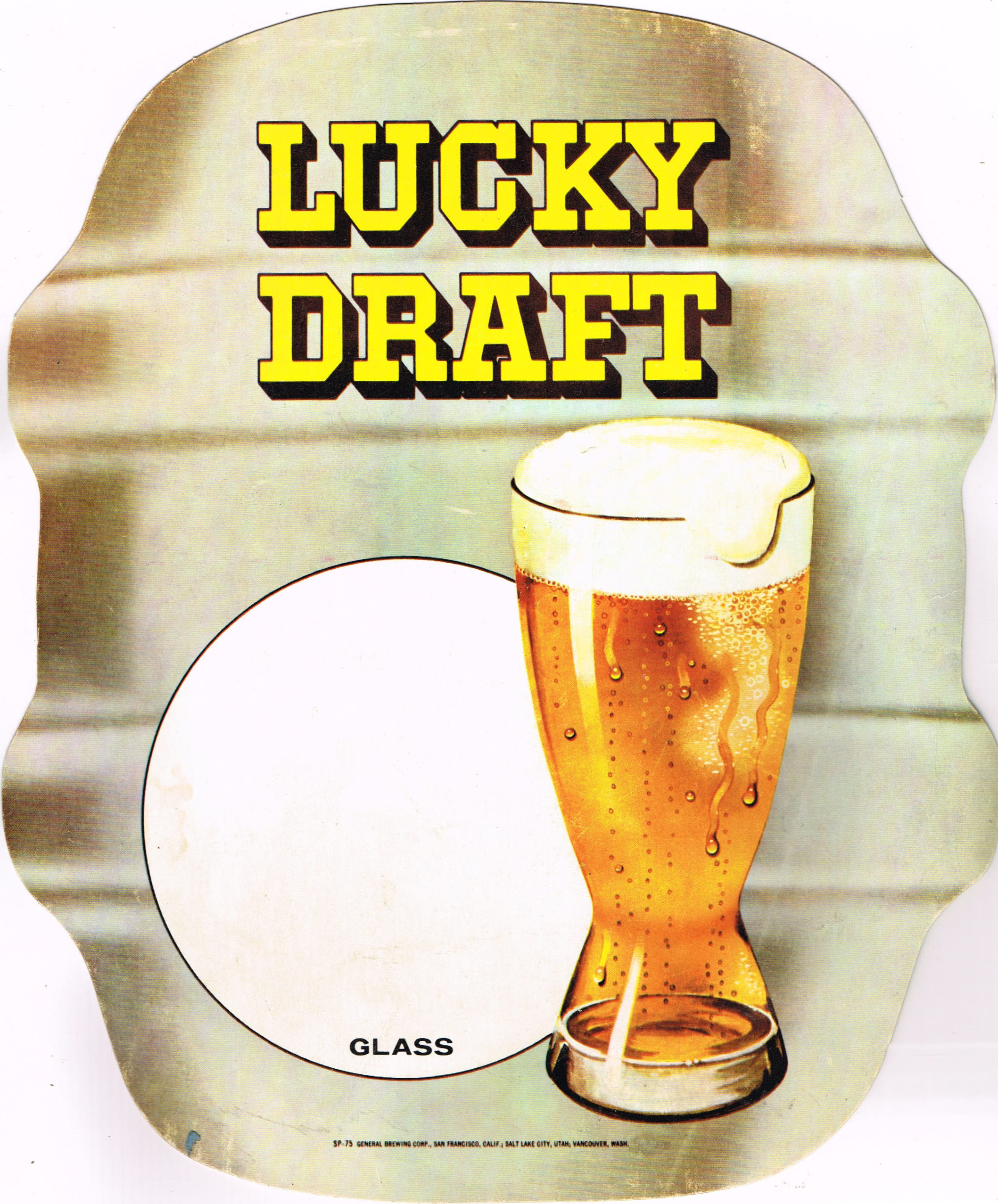 Item #95744 1969 Lucky Draft Beer Tacker Sign Sign
