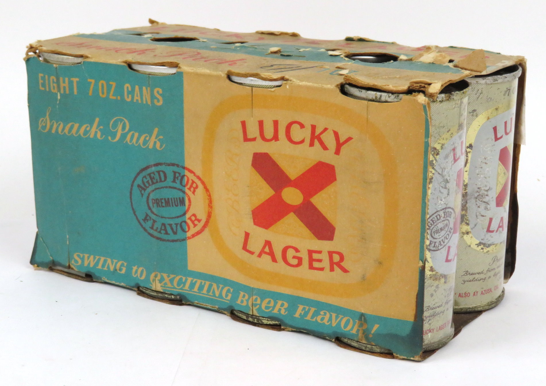 Item #94588 1963 Lucky Lager Beer (7oz Cans) Six-pack Holder
