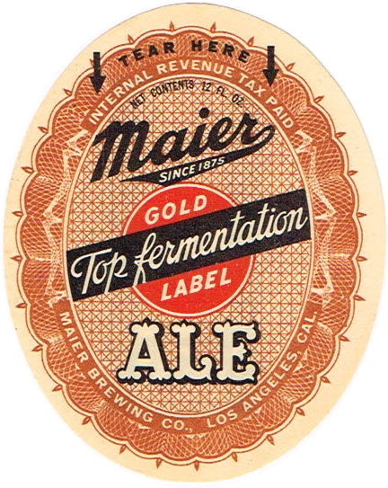 Item #13892 1938 Maier Gold Label Ale Label WS18-08