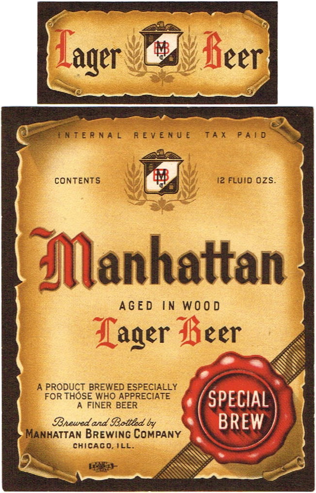 Item #36639 1942 Manhattan Lager Beer Label IL33-11