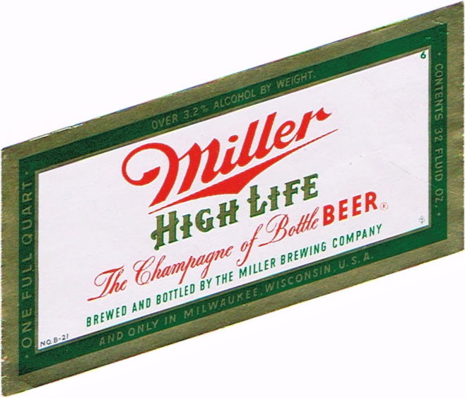 Item #47381 1958 Miller High Life Beer Label WI287