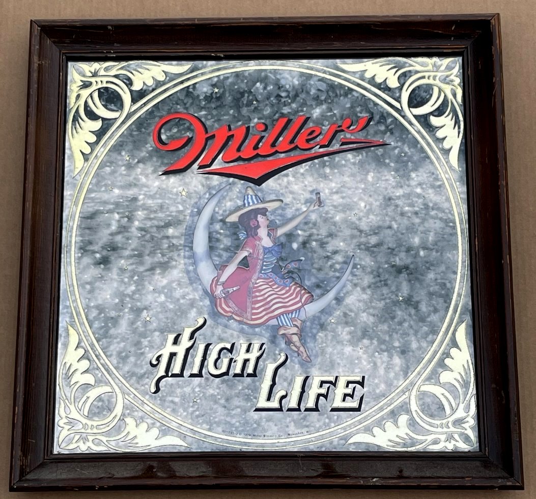 Item #103085 1979 Miller High Life Beer "Girl In The Moon" Bar Mirror