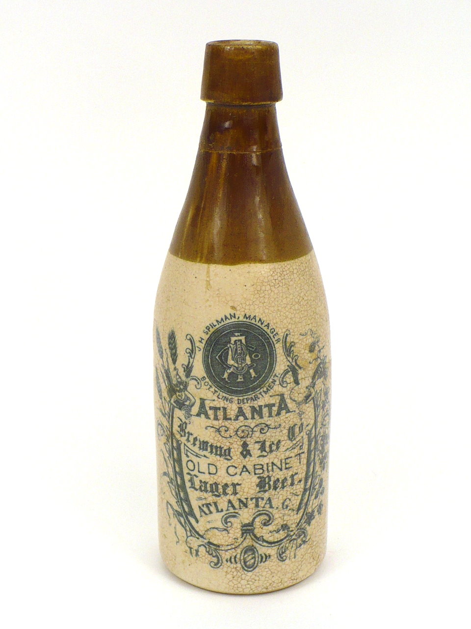 Item #91783 1891 Old Cabinet Lager Beer Crockery Bottle