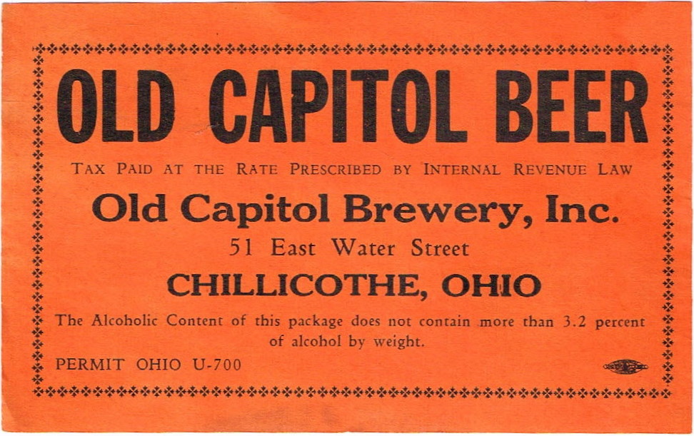 Item #110168 1934 Old Capitol Beer Label OH16-19a