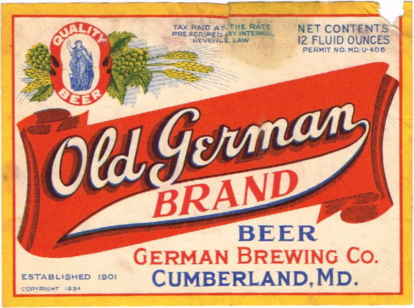 Item #100113 1934 Old German Beer Label ES81-05V