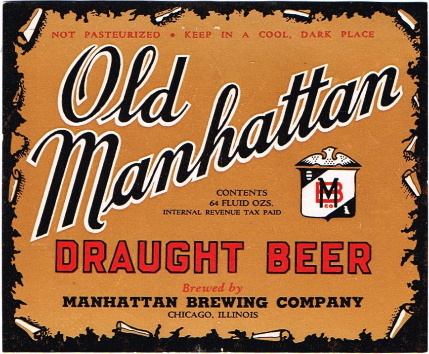 Item #39279 1959 Old Manhattan Draught Beer Label IL32-25v