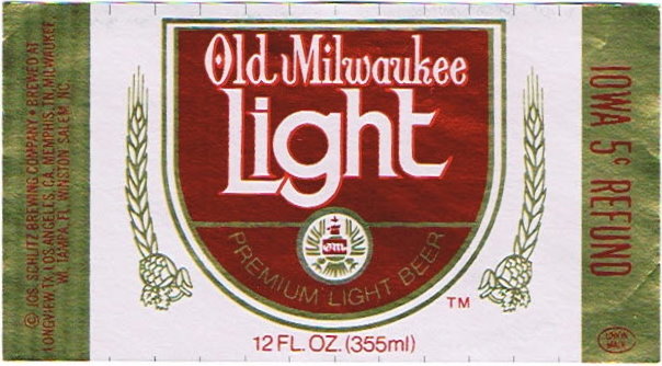 Item #108359 1978 Old Milwaukee Light Beer (IA 5¢) Label WI316