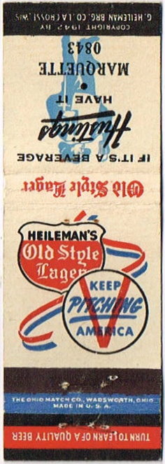 Item #106091 1943 Old Style Lager Beer Dupe Matchcover WI-HEIL-A13r ...