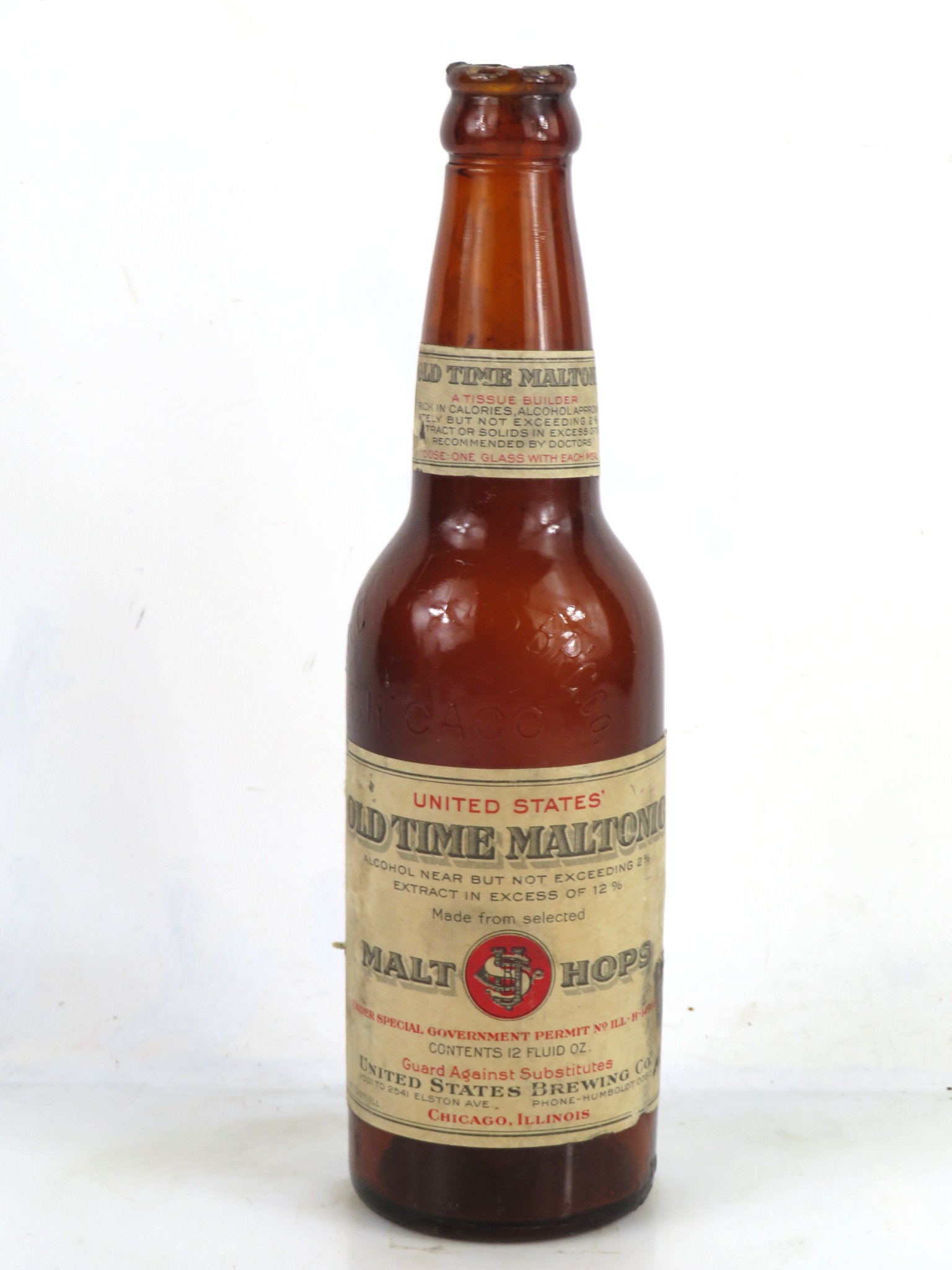 Item #33778 1922 Old Time Malt Tonic Bottle