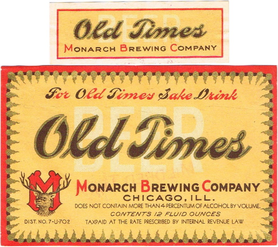 Item #9128 1935 Old Times Beer Dupe Label IL36-12