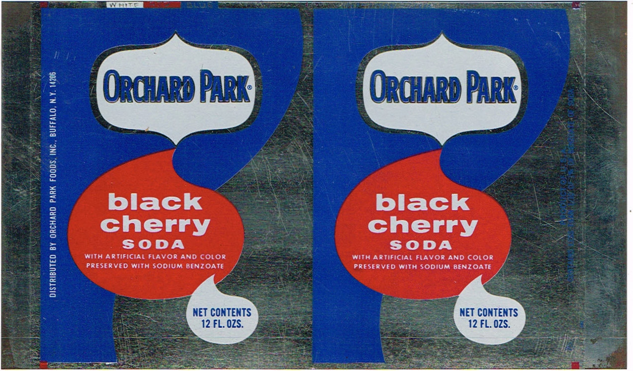 Item #109747 1969 Orchard Park Black Cherry Soda (sheet) Tab Top Can