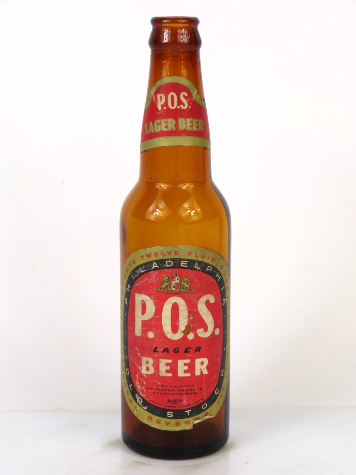 Item #100800 1938 P.O.S. Lager Beer Bottle