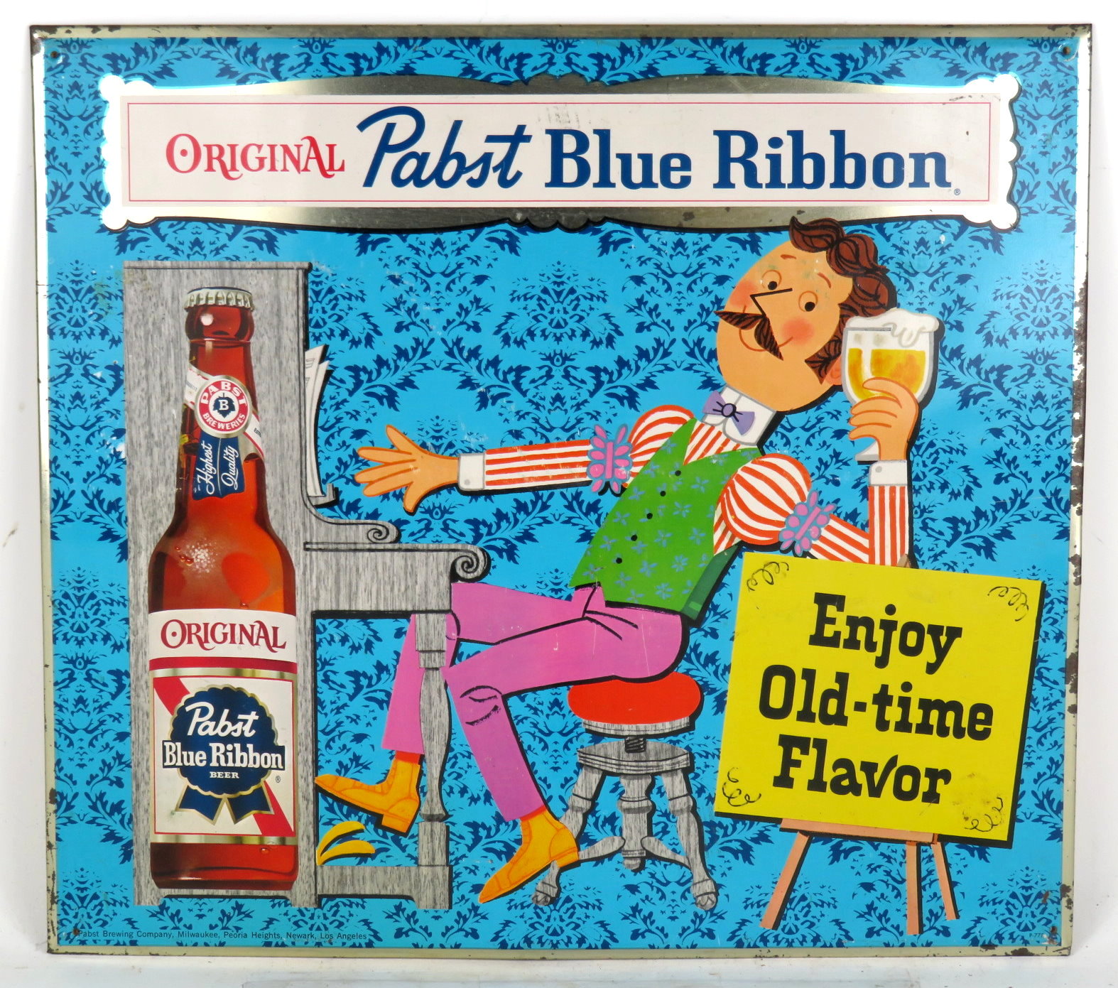 Item #98613 1964 Pabst Blue Ribbon TOC Tin Over Cardboard Sign