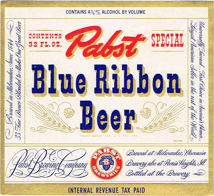 Item #91183 1946 Pabst Blue Ribbon Beer Label WI286-111