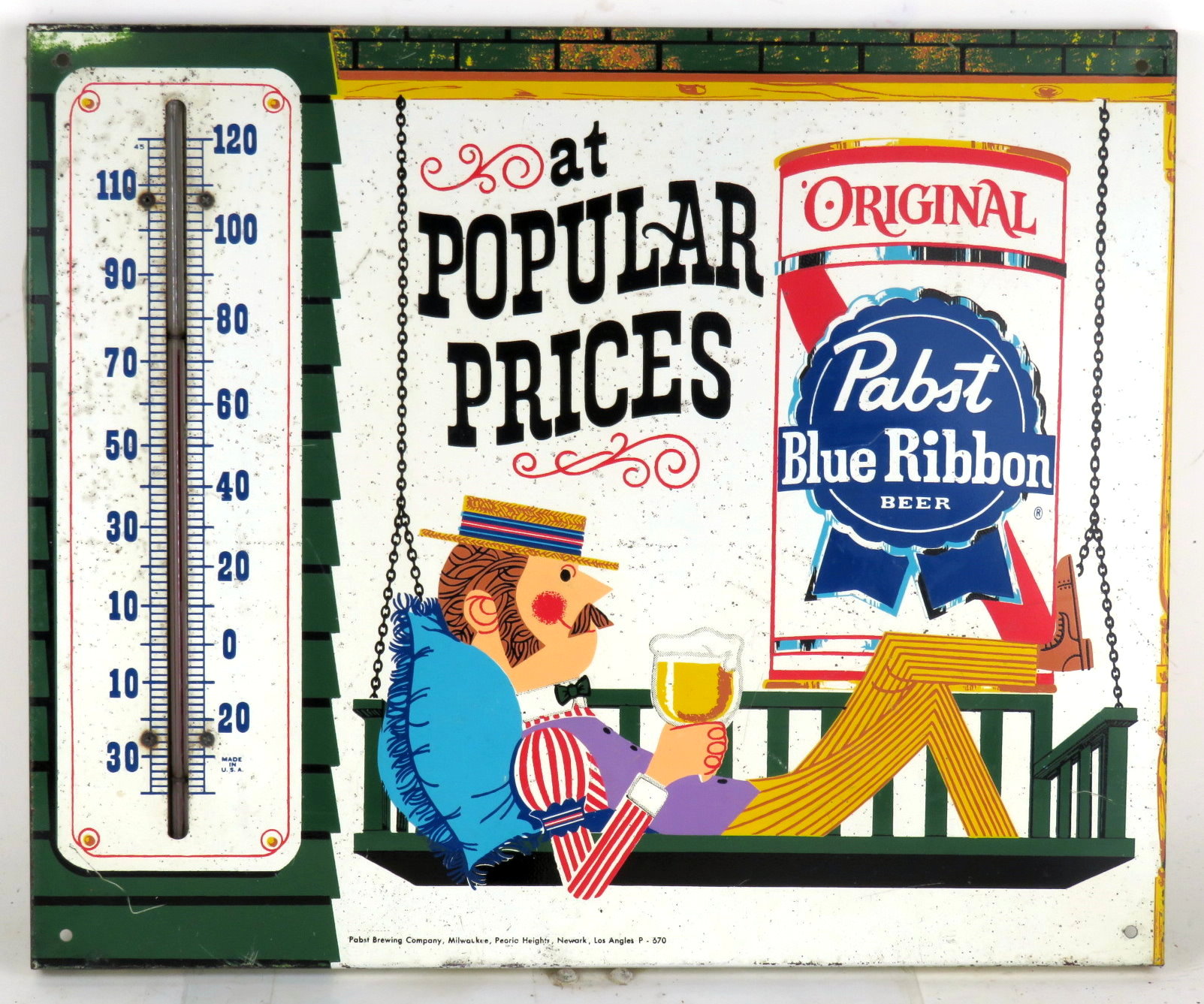 Item #98871 1963 Pabst Blue Ribbon Beer (swing) Thermometer