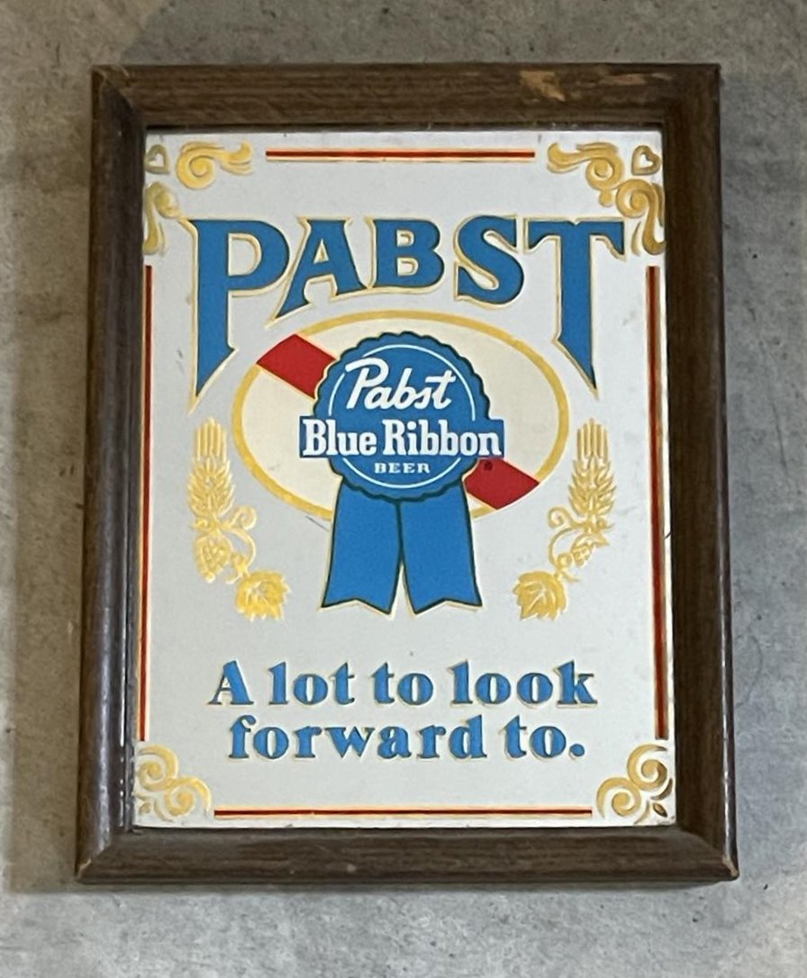 Item #98588 1980 Pabst Blue Ribbon Beer "Look Forward" Bar Mirror